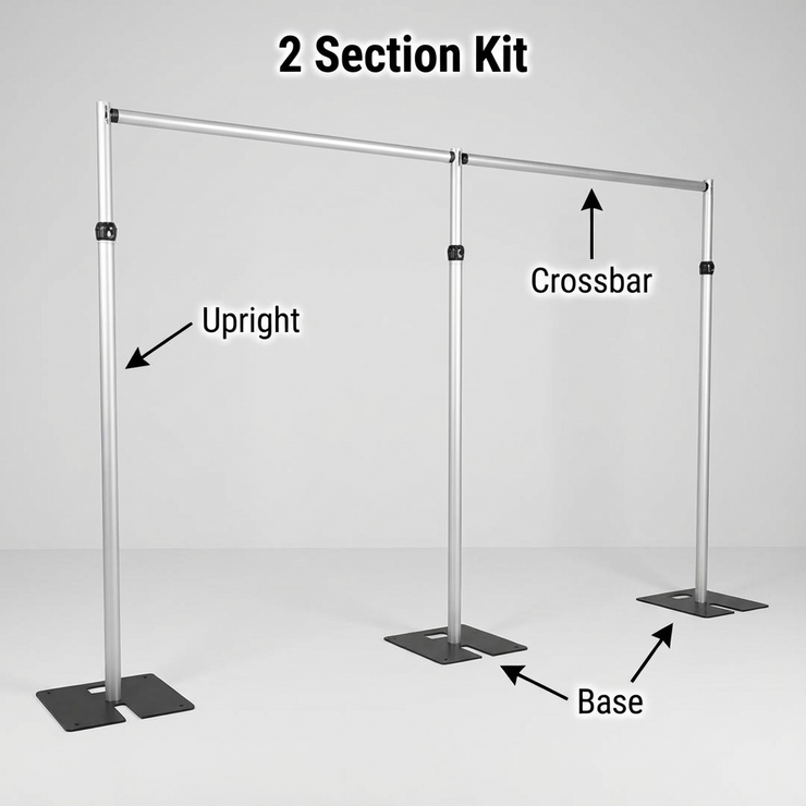 2-Section Pipe & Drape Kit | Adjustable Backdrop System for Events ...