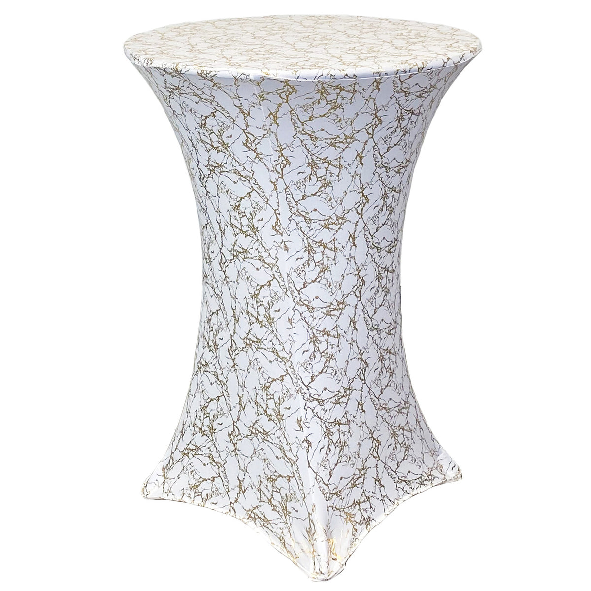 Print Spandex (30"x42") Highboy Cover in White with Gold Marbling ...