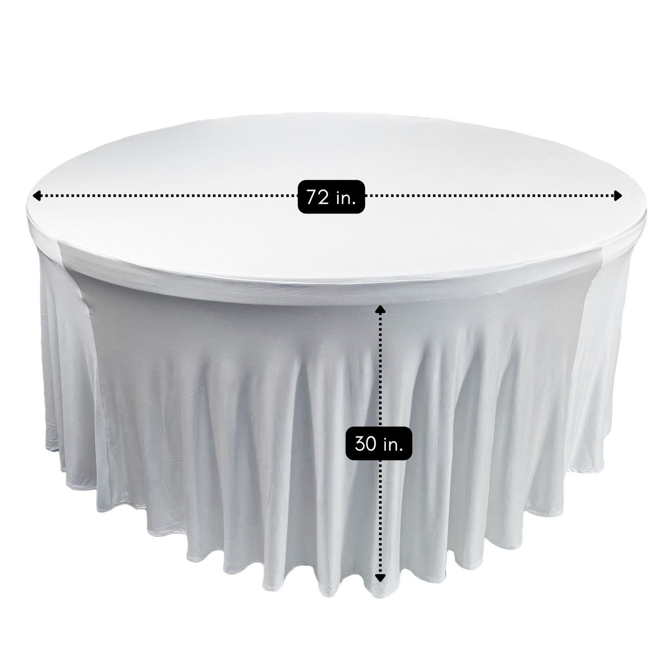 Wavy Spandex (6') Round Table Cover in White