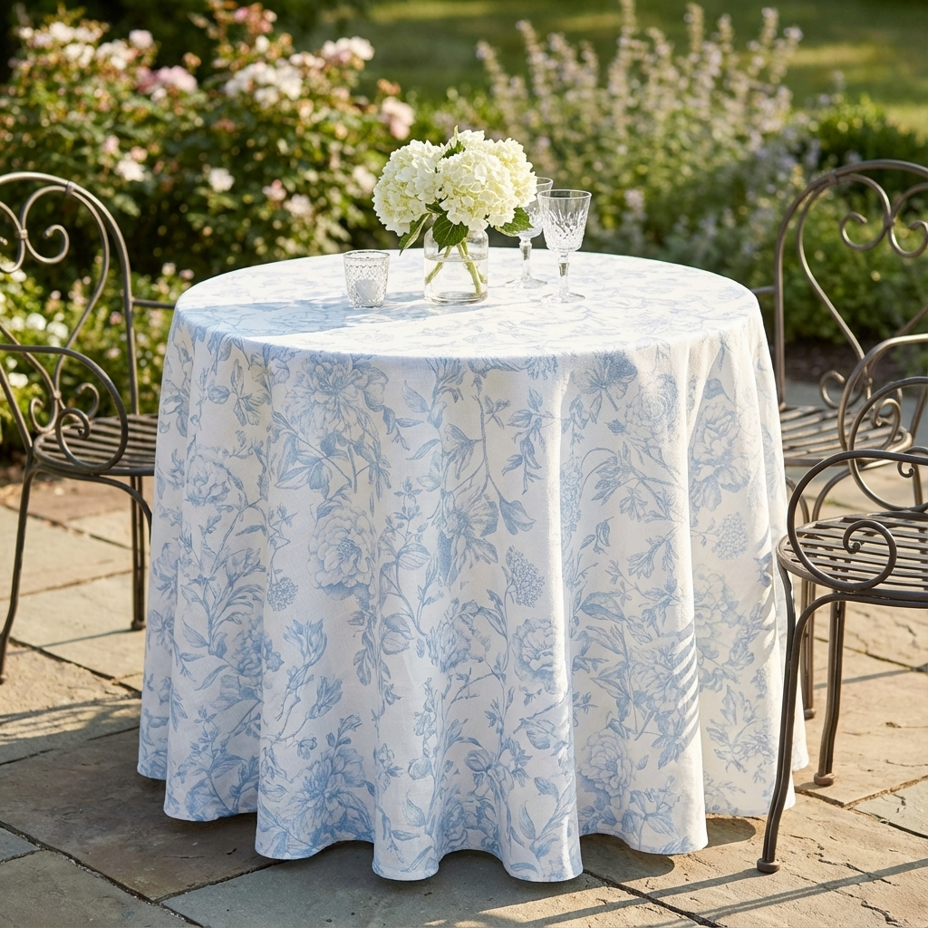 Artistry Bloom (Slub Print) Table Linen in Lt Blue – Urquid Linen