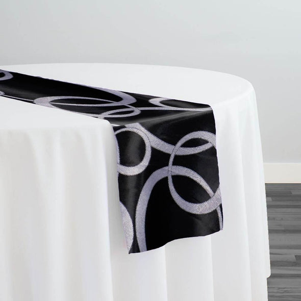 7pcs - Cirque Jacquard (Reversible) Table Runner 12"x12" - Black ...