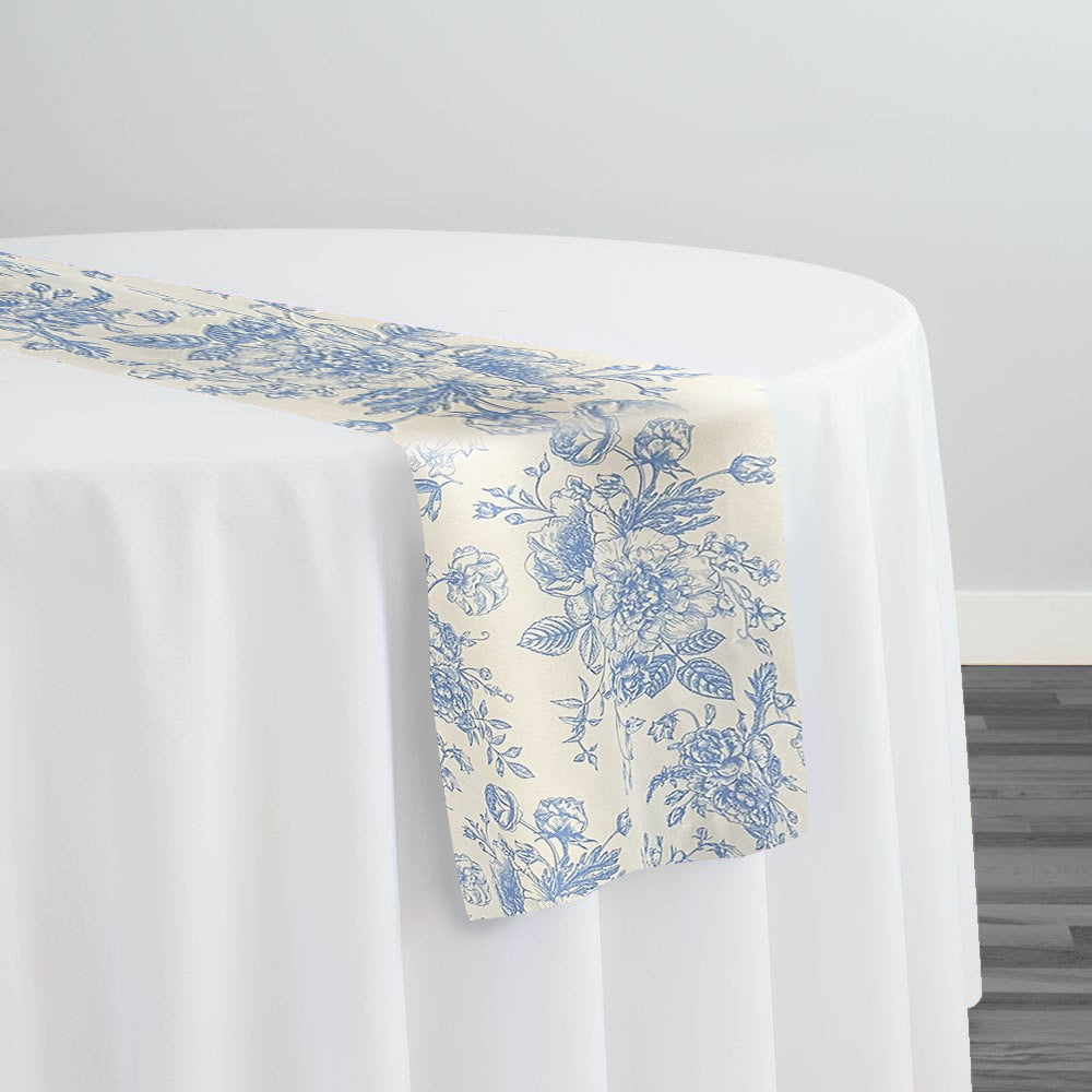 French Toile (Poly Print) Table Runner in Lt Blue – Urquid Linen