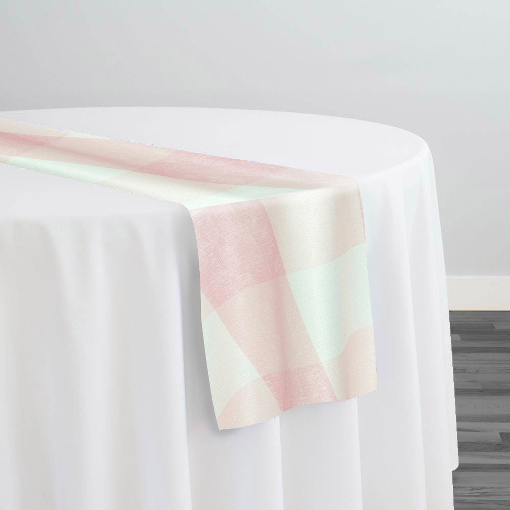 Hampton Checker (Poly Print) Table Runner in Dusty Rose – Urquid Linen