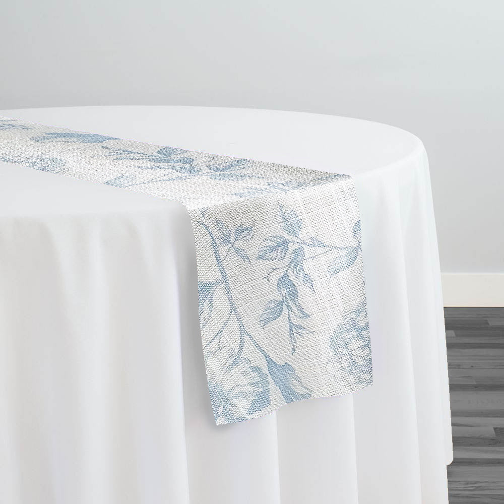 Artistry Bloom (Slub Print) Table Runner in Lt Blue – Urquid Linen