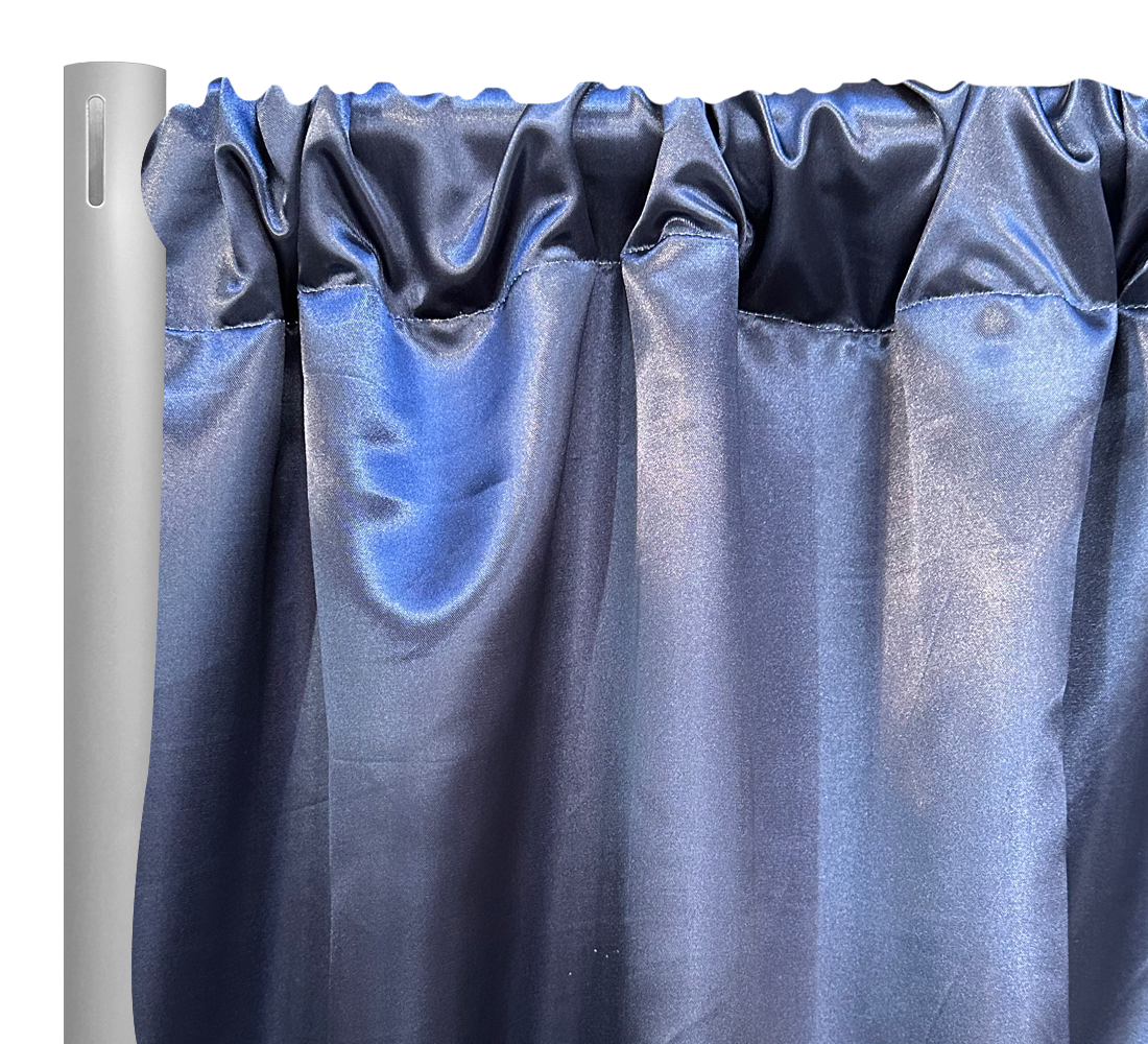 Bridal Satin Drapery Panel in Navy 245 – Urquid Linen