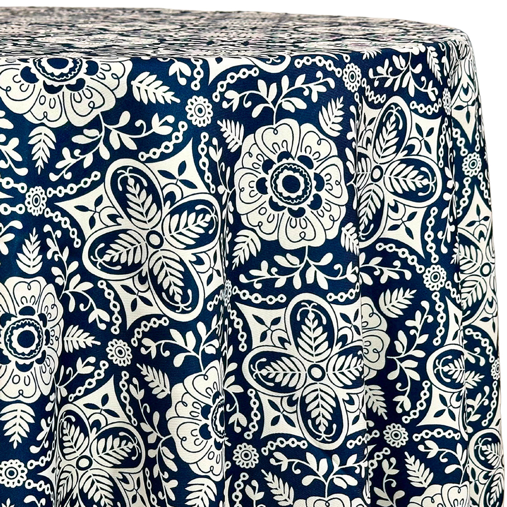 Morocco (Poly Print) Table Linen in Navy – Urquid Linen