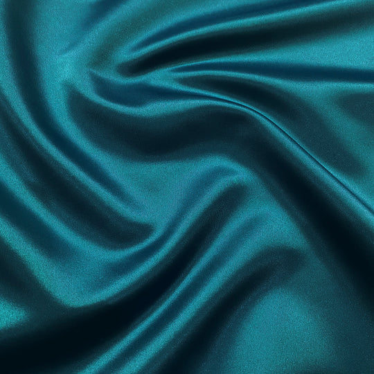 Lamour (Dull) Satin Drapery Panel in Peacock 6777 – Urquid Linen