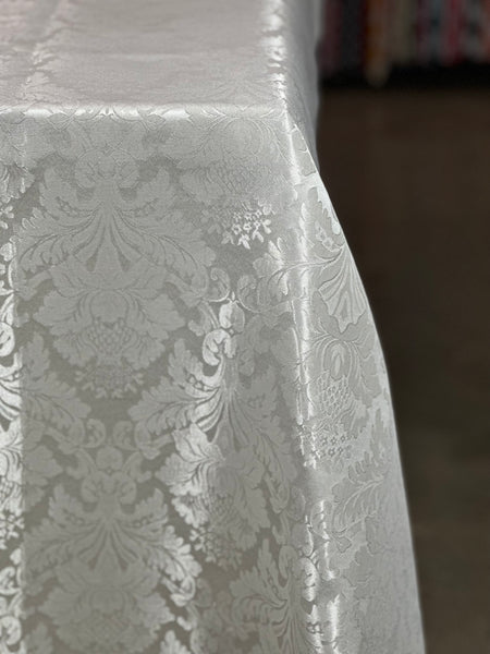 Damask Poly Table Linen in Ivory