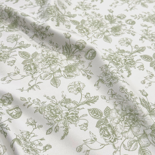 French Toile (Poly Print) Table Linen in Sage