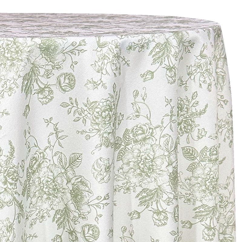 French Toile (Poly Print) Table Linen in Sage – Urquid Linen