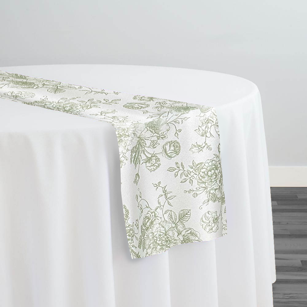 French Toile (Poly Print) Table Runner in Sage – Urquid Linen
