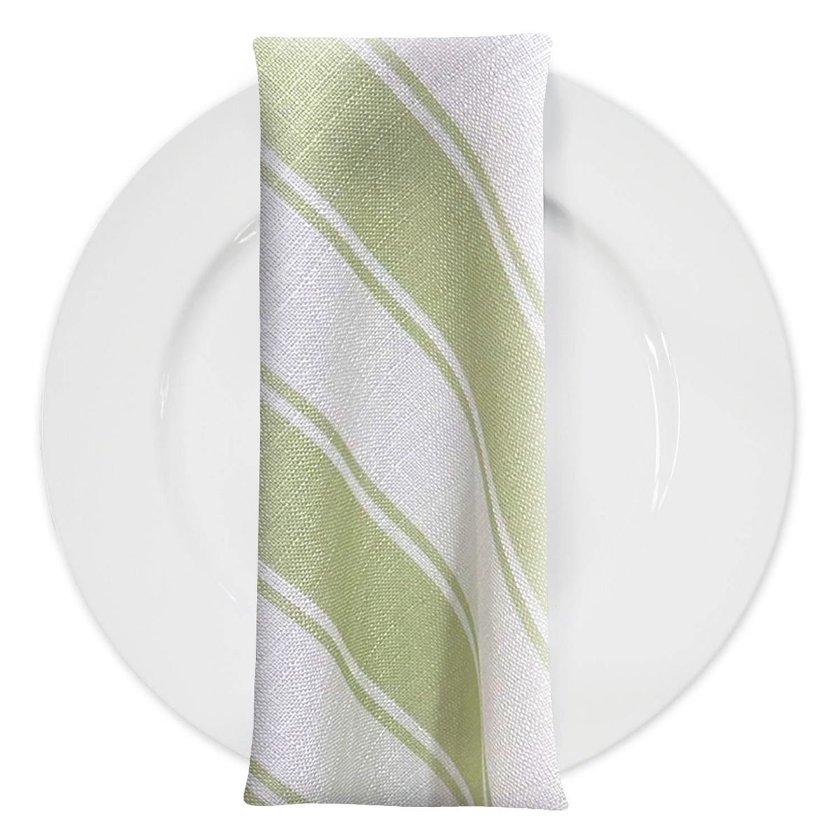 Cabana Stripe (Slub Print) Table Napkin in Sage / White – Urquid Linen