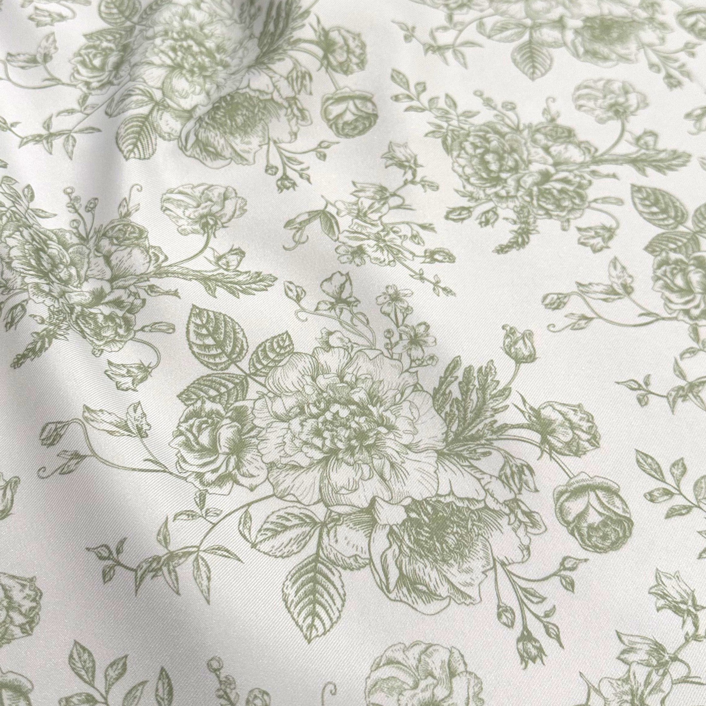 French Toile (Poly Print) Table Linen in Sage – Urquid Linen