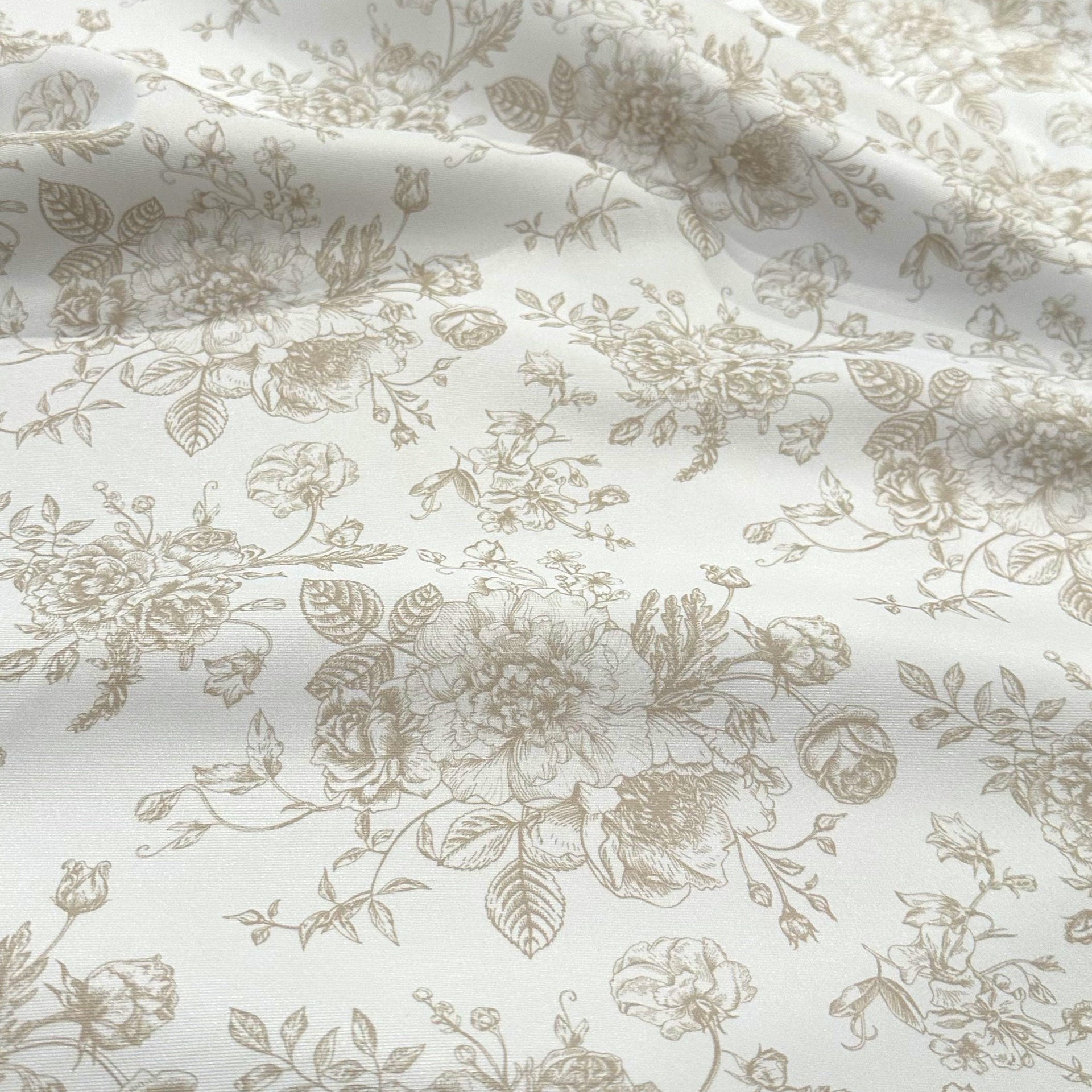 French Toile (Poly Print) Table Linen in Taupe – Urquid Linen