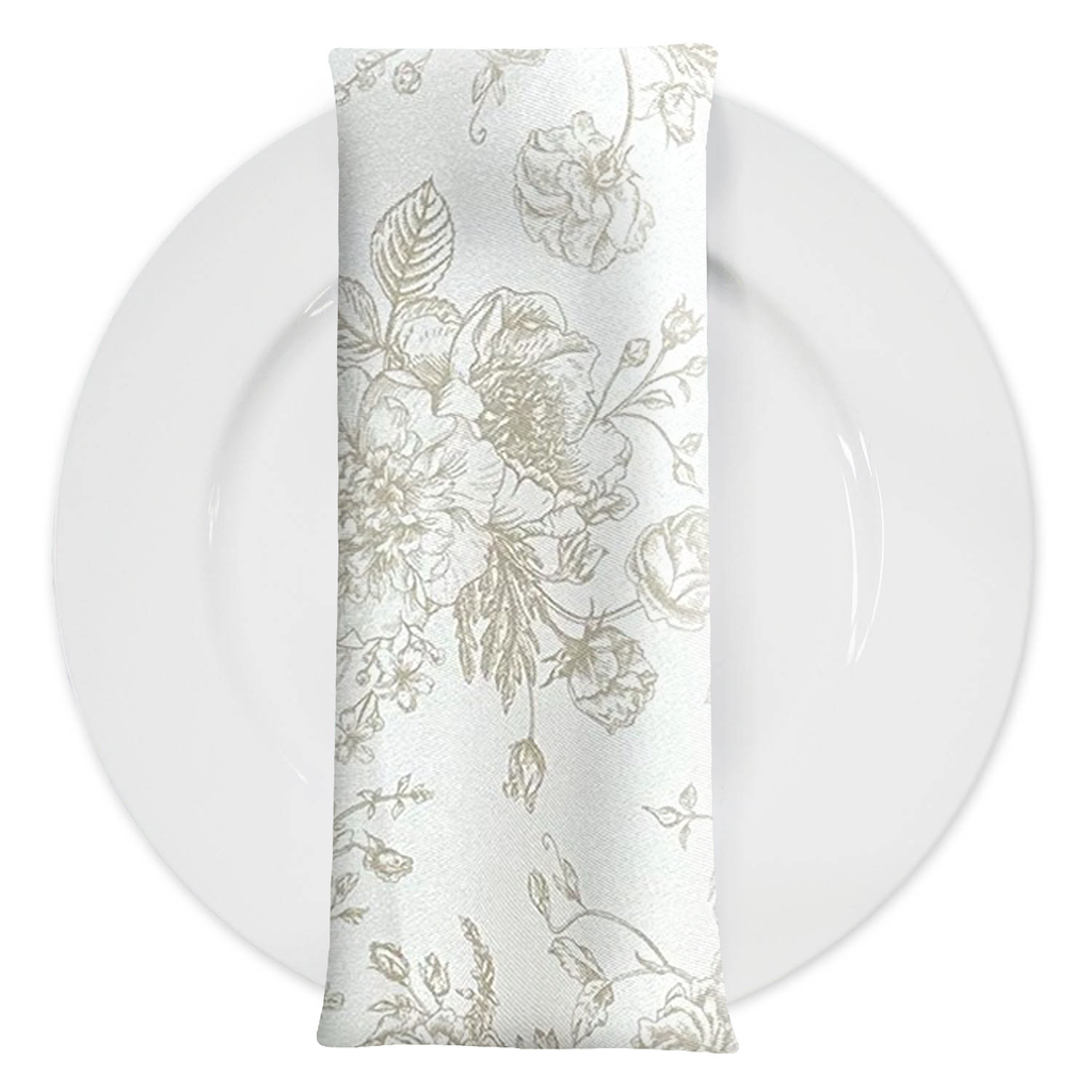 French Toile (Poly Print) Table Napkin in Taupe – Urquid Linen