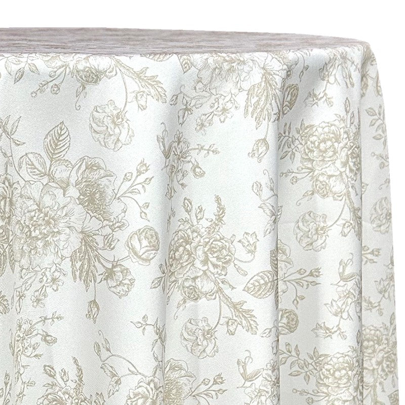 French Toile (Poly Print) Table Linen in Taupe – Urquid Linen