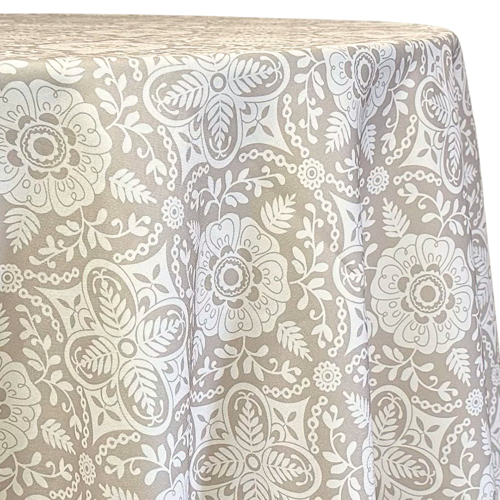 Morocco (Poly Print) Table Linen in Taupe – Urquid Linen