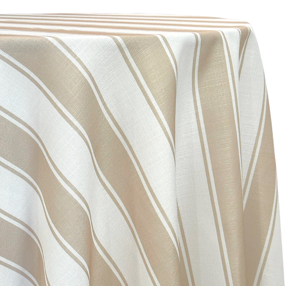 Cabana Stripe (Slub Print) Table Linen in Taupe / White – Urquid Linen