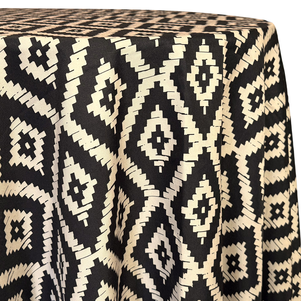 Onyx (Poly Print) Table Linen in Black / Taupe – Urquid Linen