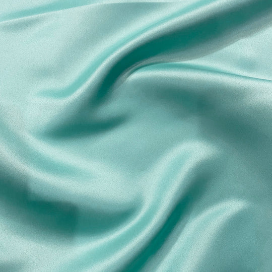 Lamour (Dull) Satin Drapery Panel in Turquoise 1140 – Urquid Linen