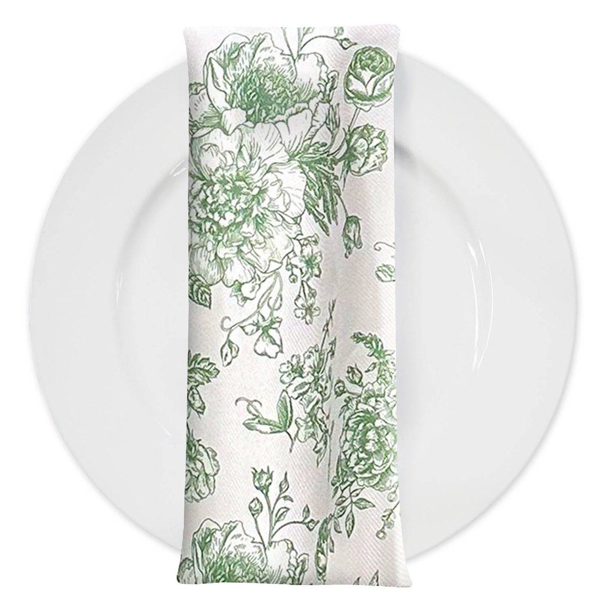 French Toile (Poly Print) Table Napkin in Willow Green – Urquid Linen