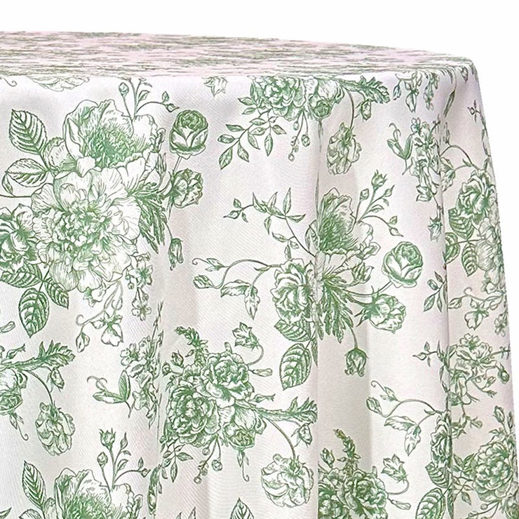 French Toile (Poly Print) Table Linen in Willow Green – Urquid Linen