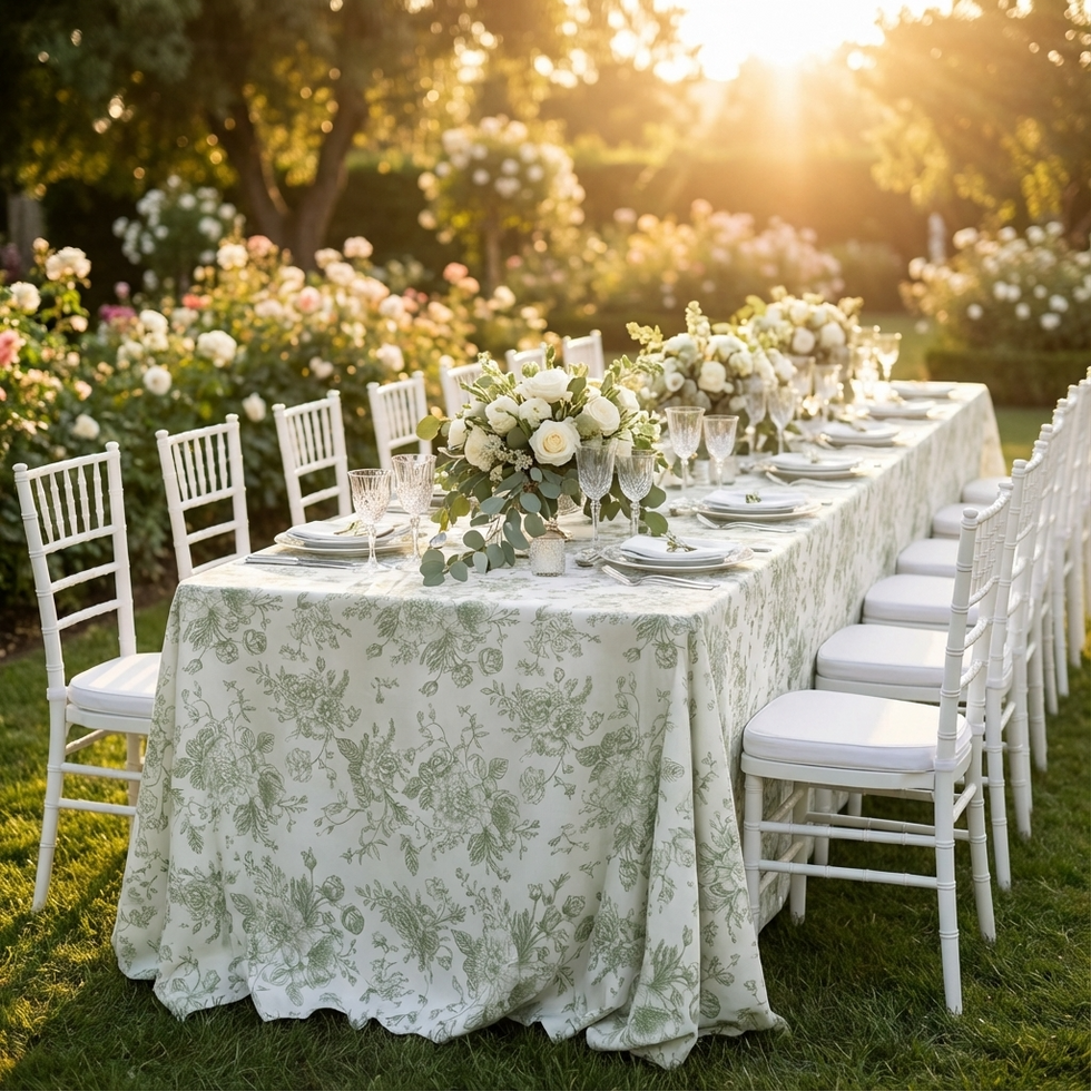 French Toile (Poly Print) Table Linen in Sage – Urquid Linen
