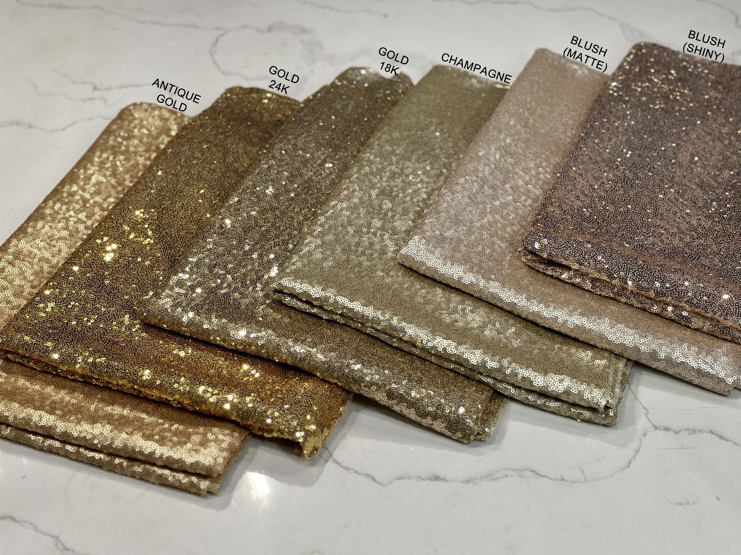 Glitz Sequins Table Linen in Antique Gold – Urquid Linen