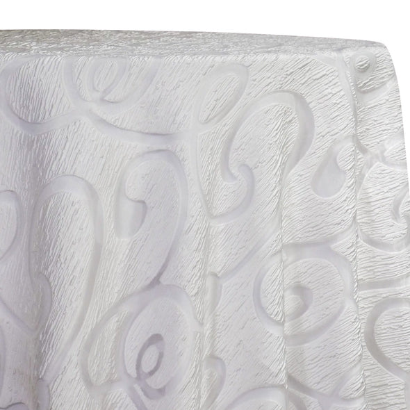 Contempo Scroll Sheer Table Linen in White – Urquid Linen