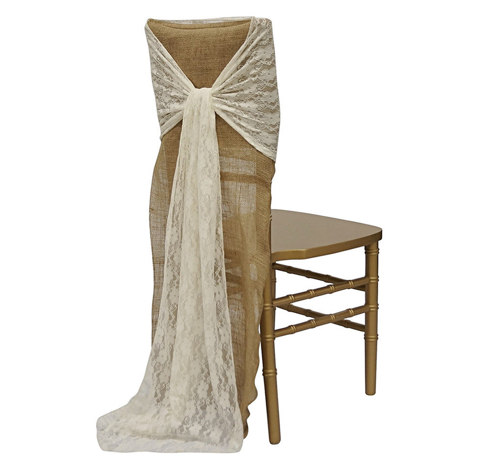 Full Burlap With Lace Chair Sash – Urquid Linen