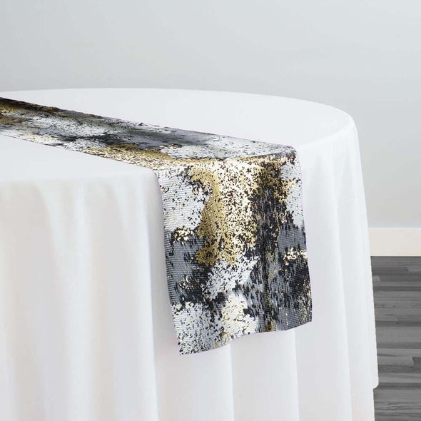 Cascade Jacquard Table Runner in Black and Gold – Urquid Linen