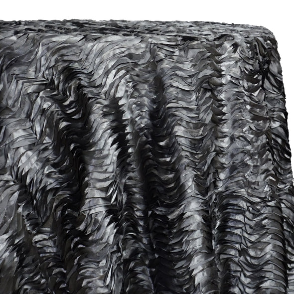 Austrian Wave Satin Table Linen in Charcoal – Urquid Linen