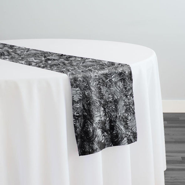 Rose Satin (3D) Table Runner in Charcoal – Urquid Linen
