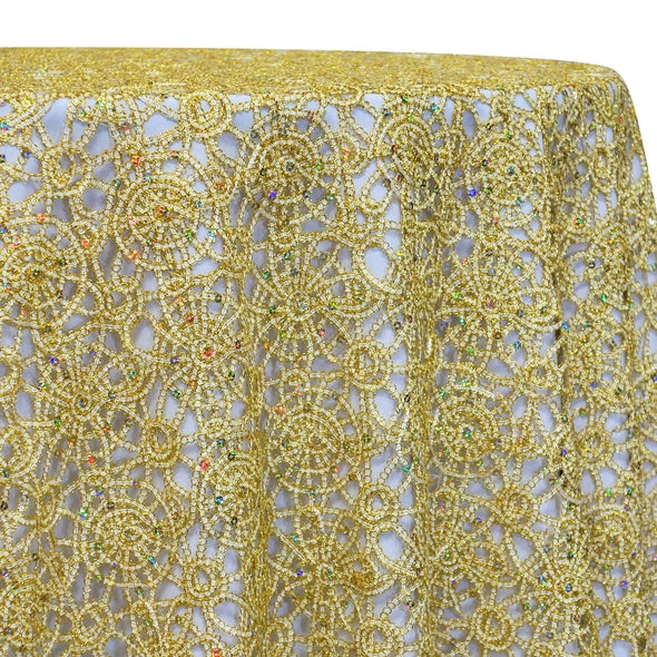 Flower Chain Lace Table Linen in Ivory and Gold – Urquid Linen