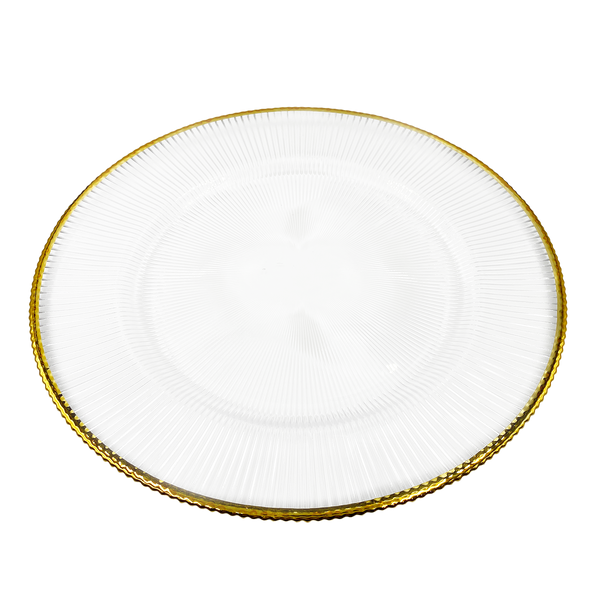 Ribbed Halo - Glass Charger Plate in Gold (Item # 0240)