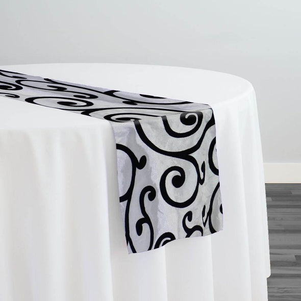 Swirl Flocking Taffeta Table Runners | Urquid Linen
