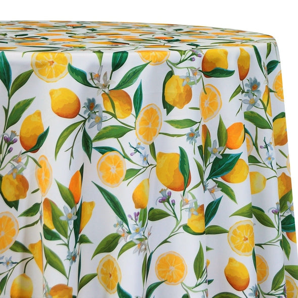 Lemon Poly Print Tablecloths & Overlays | Urquid Linen