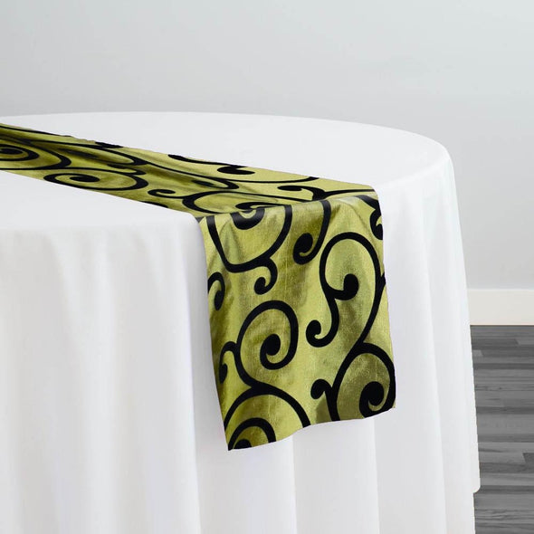 Swirl Flocking Taffeta Table Runners | Urquid Linen