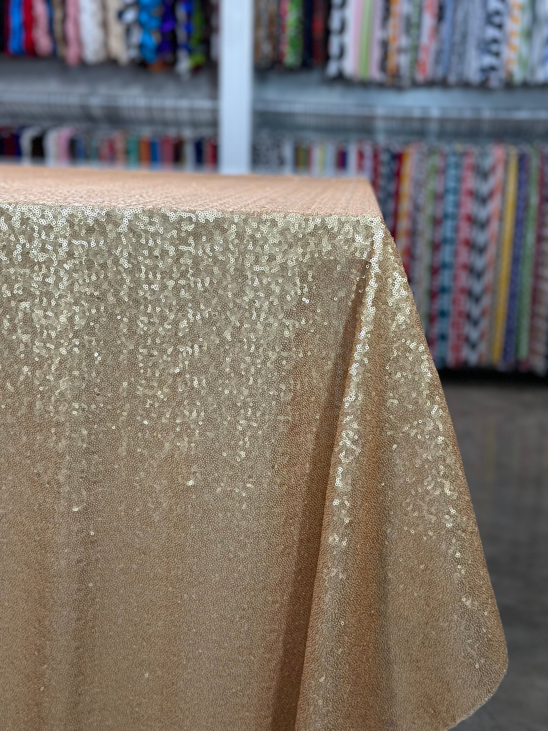 Glitz Sequins Table Linen in Antique Gold – Urquid Linen