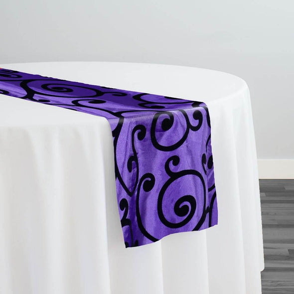 Swirl Flocking Taffeta Table Runners | Urquid Linen