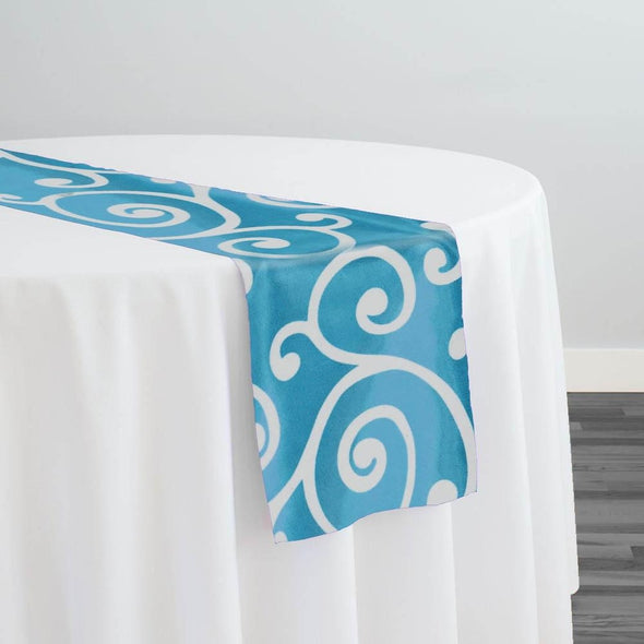 Swirl Flocking Taffeta Table Runners | Urquid Linen