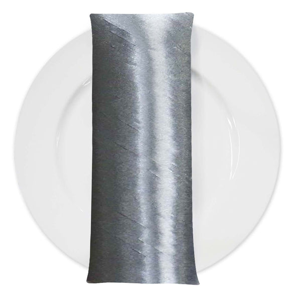 Shantung Satin (Reversible) Table Napkin in Silver – Urquid Linen
